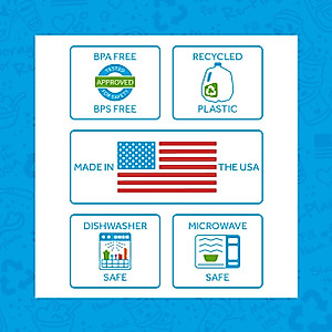 Re-Play Made in USA 10 Oz. Open Cups for Toddlers, Set of 3 - Reusable and Stackable Toddler Cups for Easy Storage - Dishwasher/Microwave Safe Kids Plastic Cups, 4.75" x 3.25", True Blue