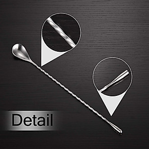 Stainless Steel Bar Spoon,Mixing Spoon for Drink,Spiral Long Handle Cocktail Spoon for Tall Cups Pitchers,12 Inch Cocktail Stirrers Bartender Tools.(2 Pieces)
