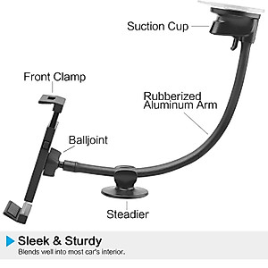 APPS2Car Tablet Car Mount for iPad Truck Holder Long Arm Extension Strong Suction Cup Windshield Mount for 7-11 Inch Tablet iPad Pro Air Mini iPhone