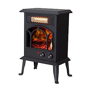 WEWARM Electric Fireplace Heater, 22.4" Freestanding Infrared Fireplace Heater for Indoor Use with Realistic Flame Effect, Overheating Safety Protection Stove Space Heater 1500W