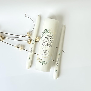 Unity Candles for Wedding, Unity Set, Custom and Personalized Pillar and Taper Candles with Bible Quote, Unscented White Premium Wax, Religious and Wedding Ceremony, Special Events (Custom Date)