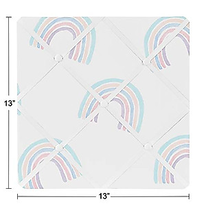 Sweet Jojo Designs Pastel Rainbow Fabric Memory Memo Photo Bulletin Board - Blush Pink, Purple, Teal, Blue and White