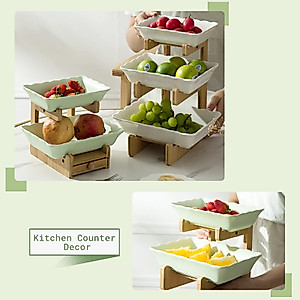 3 Tier Ceramic Fruit Bowl, Large Fruit Basket for Kitchen, White Storage Bowls for Kitchen and Home Decor