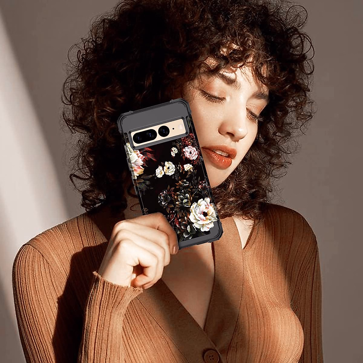 LONTECT for Google Pixel 7 Pro 5G Case Floral Shockproof Heavy Duty 3 in 1 Hybrid Sturdy High Impact Protective Cover Girls Women Case for Google Pixel 7 Pro 2022,White Flower