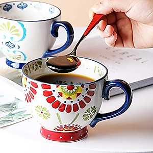 DeeCoo Set of 4 , 15 Ounce Ceramic Coffee Mugs Restaurant Coffee Mug, Large-sized Black Coffee Mugs Set Perfect for Coffee, latte, Cappuccino, Tea, Cocoa, Cereal, Hot Chocolate