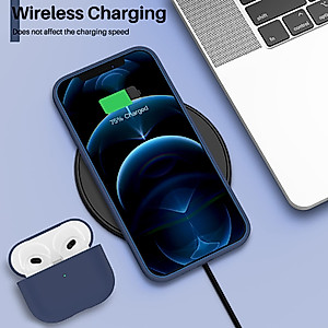 ORNARTO Compatible with iPhone 12 PRO MAX Case 6.7", Slim Liquid Silicone 3 Layers Full Covered Soft Gel Rubber Phone Case Protective Cover with Microfiber Lining 6.7 inch-Navy Blue