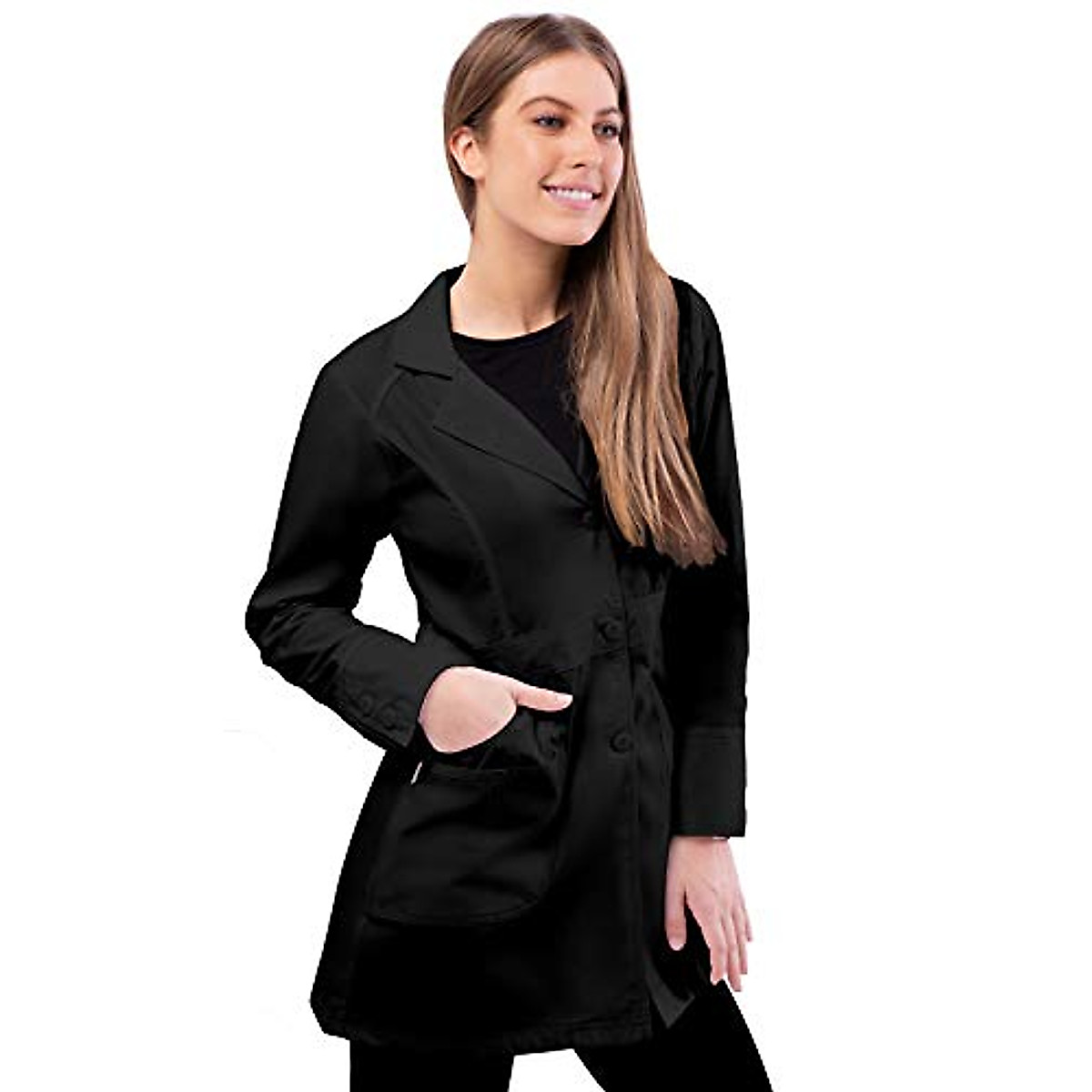 Adar Universal Lab Coats for Women - Perfection 32" Lab Coat - 811 - Black - M