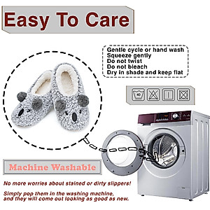 cosyone1997 Cute Slippers for Women Adults Kids Girls Boys Teens, Fuzzy Bedroom Shoes Indoor, Soft Cozy Fluffy House Socks, Unique Funny Christmas Gifts for Mom Grandma Animal Lovers, Koala Size 7-8