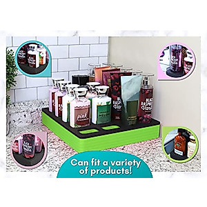 Polar Whale Lotion and Body Spray Stand Organizer Large Tray Green Black Durable Foam Washable Waterproof Insert for Home Bathroom Bedroom Office 12.3 x 11.75 x 2 Inches 20 Slots