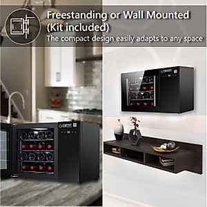 Equator 16 Bottle Wine Refrigerator, Single-Zone, Freestanding/Built-in, Anti-UV Glass Door, Temp Range 41°F-71.6°F, Touchpad Controls, Auto Defrost, 110V