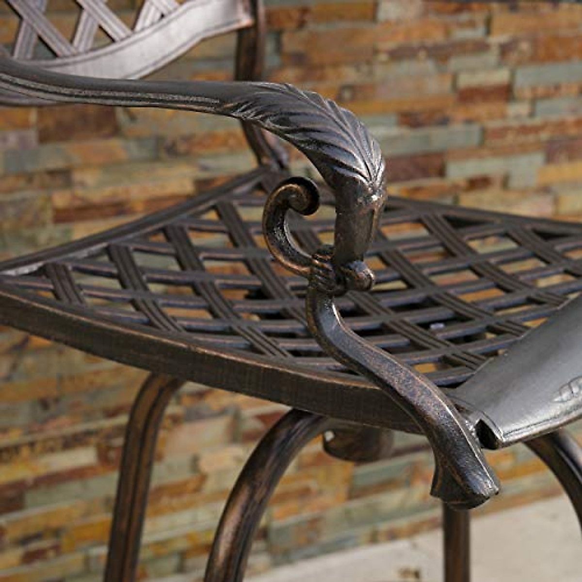 Christopher Knight Home Avon Outdoor Cast Aluminum Bar Stools, 2-Pcs Set, Shiny Copper