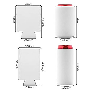 Blank Beer Can Coolers (60-Pack) Plain Bulk Collapsible Soft Insulated Blanks for Soda, Personalized Sublimation Sleeves for Weddings, Bachelorette Parties, HTV Projects (Black&White)