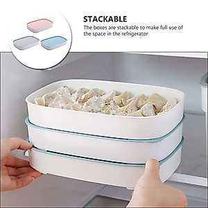 Hemoton 3Pcs Refrigerator Food Storage Container with Lid Shallow Stackable Bacon Keeper Fruit Vegetable Case Holder Airtight Dumpling Box for Egg Meat (Mixed Color)