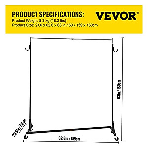 VEVOR Z Rack, 300 lbs Industrial Grade Z Base Garment Rack, 24" x 63" x 63" Height Adjustable Clothes Rack, Sturdy Steel Heavy Duty Clothing Rack w/ Lockable Casters for Home Garment Store Black