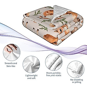 Duduho Cute Forest Animals Baby Blankets Soft Warm Fuzzy Plush Squirrel Mouse Fawn Fox Hare Hedgehog Bird Bed Throw Blanket for Newborn Infant Toddler Girls Boys Kids, 30"x40"