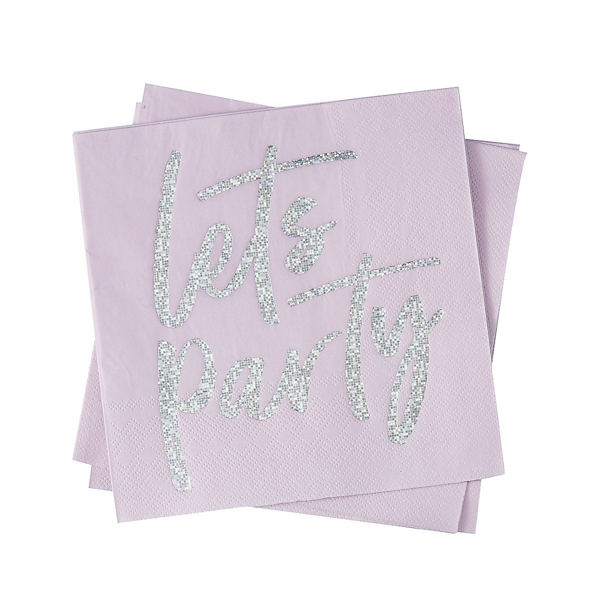 Pink Iridescent Foiled Lets Party Birthday Napkins - 16 Pack
