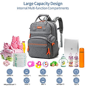 AOMAY Baby Diaper Bag Backpack for Mom, Multifunction Nappy Changing Bags, Waterproof, Travel, Maternity, Large Capacity (Regular)