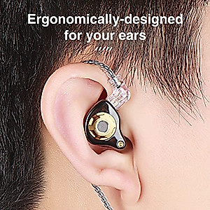 FEDAI TRN MT1 PRO in Ear Monitor Earbuds, 10mm Composite Dual Magnetic Dynamic Earphones Sport Earbuds in Ear Earphones Sport Noise Cancelling Hearphone with Detachable C Pin Cable(No mic, Black)