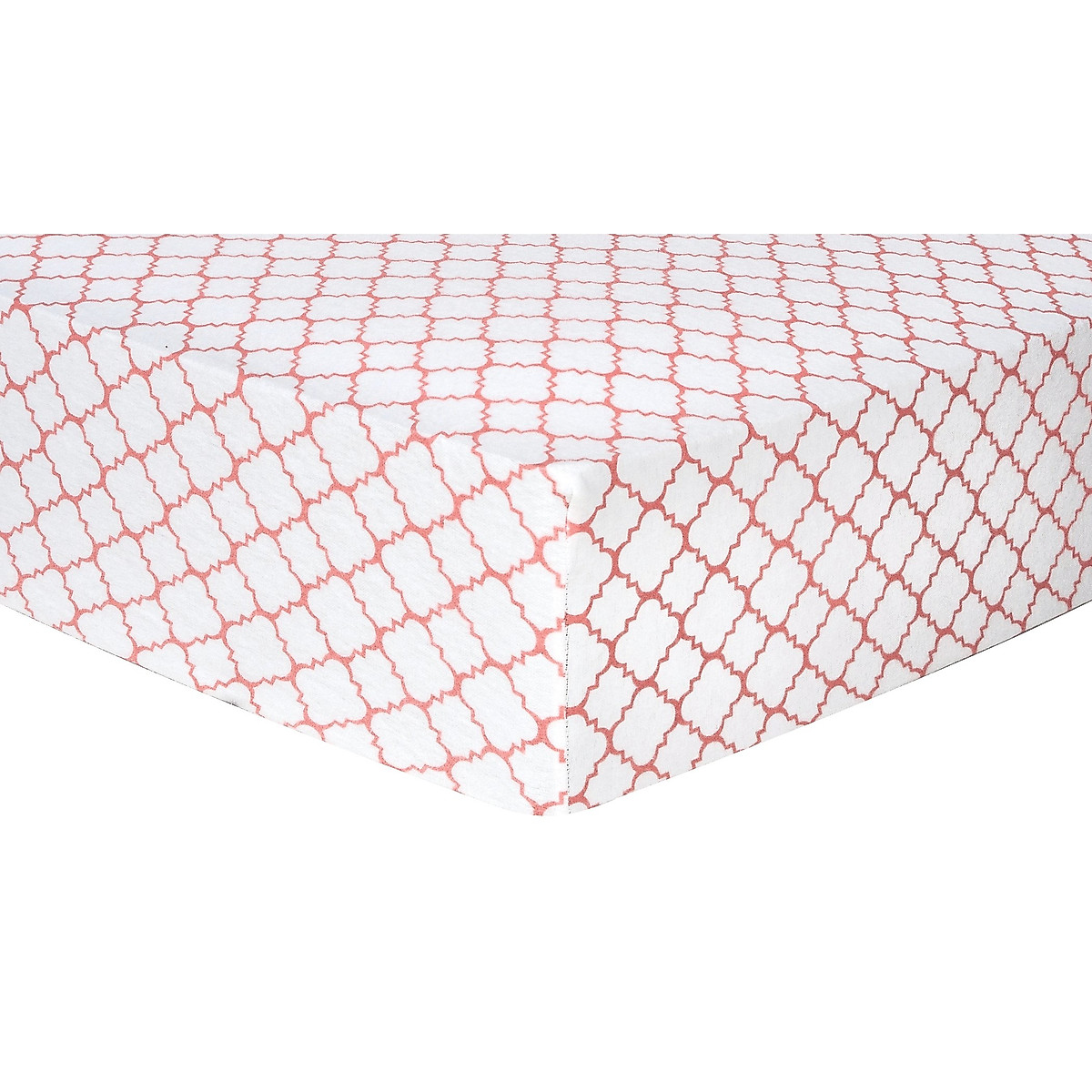 Trend Lab 100% Cotton Quatrefold Deluxe Flannel Fitted Crib Sheet, Coral Pink