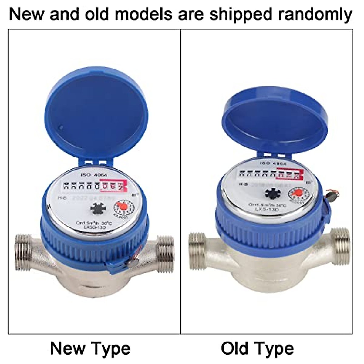 Oumefar 15mm 0.5 inch Water Flow Meter Cold Water Meter Arbitrary Rotation Function with Fittings for Garden and Home Usage