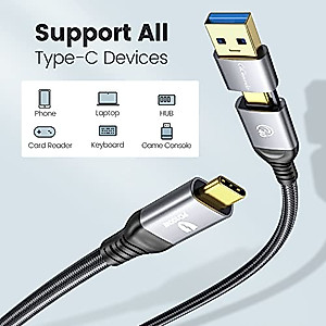 GiGimundo 100W 5A Charging USB 4 Cable 5 ft, Thunderbolt 3/4 Compatible, 40Gbps Data Transfer, 8K 60Hz Video Output, USB C/A to USB C Cable, for Laptop, MacBooks, iPad Pro, Phones, Docking
