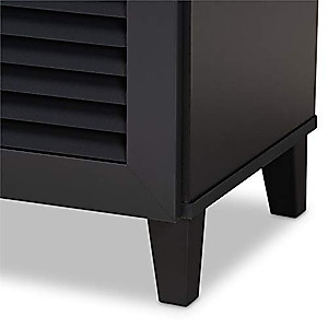 BOWERY HILL Wood 4-Shelf and Drawer Shoe Cabinet in Dark Gray