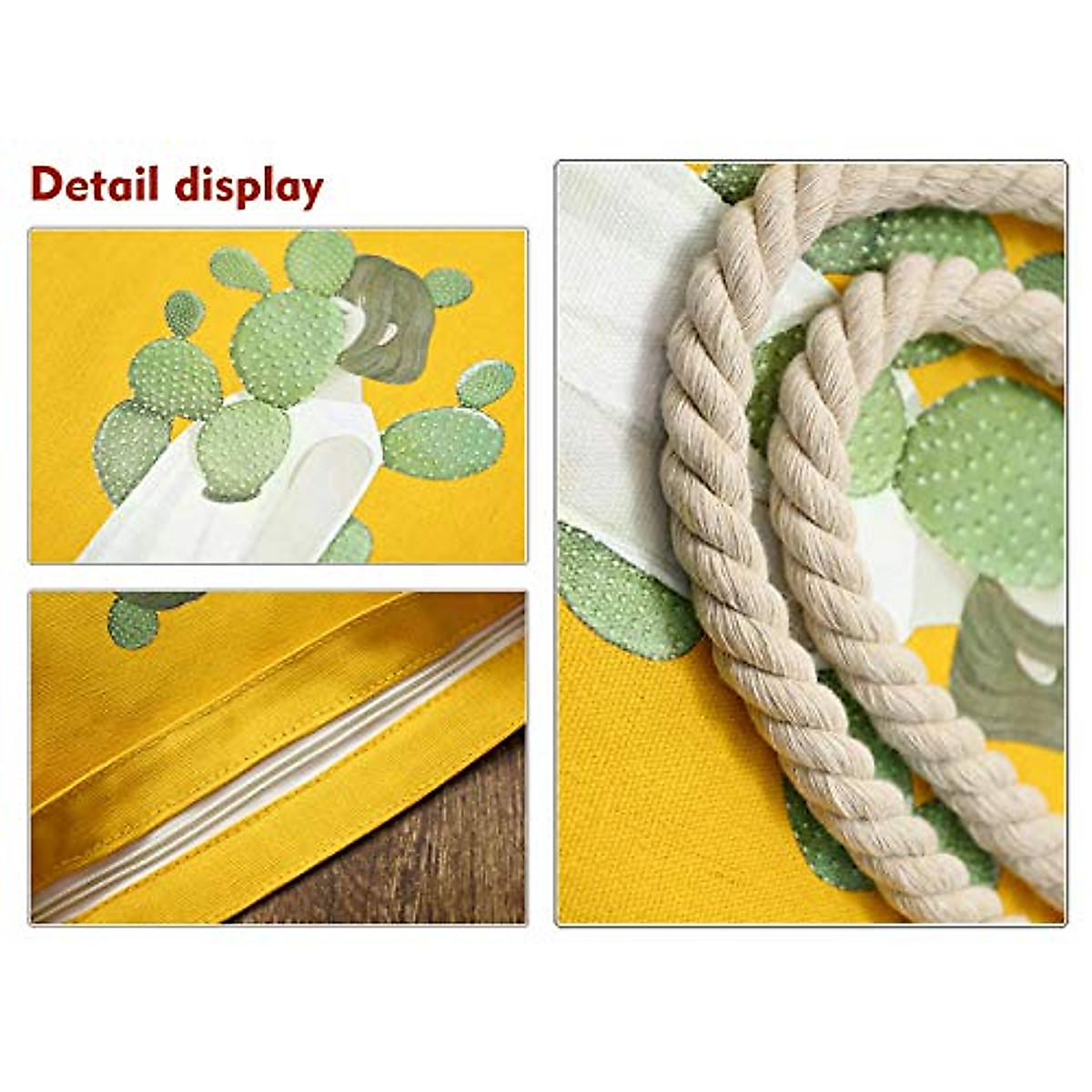 Zipper Canvas Tote Bag with Inner Pocket, Portable and Ecofriendly, Cat-yellow, 14.6" x 13.6" x 2?