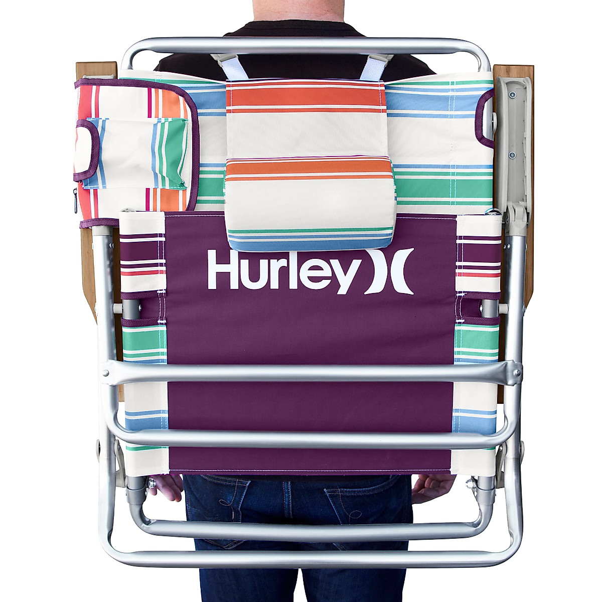 Hurley Deluxe Backpack Beach Chair, One Size, Plum