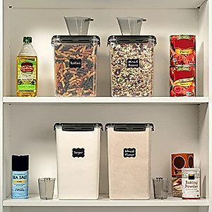 XXL 6.5L / 250 Oz x 2 & XL 5.2L / 175 Oz x 2 - WIDE & DEEP Food Storage Airtight Containers [Set of 4] + 4 Measuring Cups - Ideal for Sugar, Flour Leakproof BPA Free Clear Plastic - (Gray)