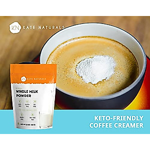 Dry Whole Milk Powder for Baking and Coffee (12oz) - Kate Naturals. Dried Powdered Milk for Adults. RBST-Free. Substitute For Liquid Milk. Milk Whole Powder for Milkshakes. Made In USA.