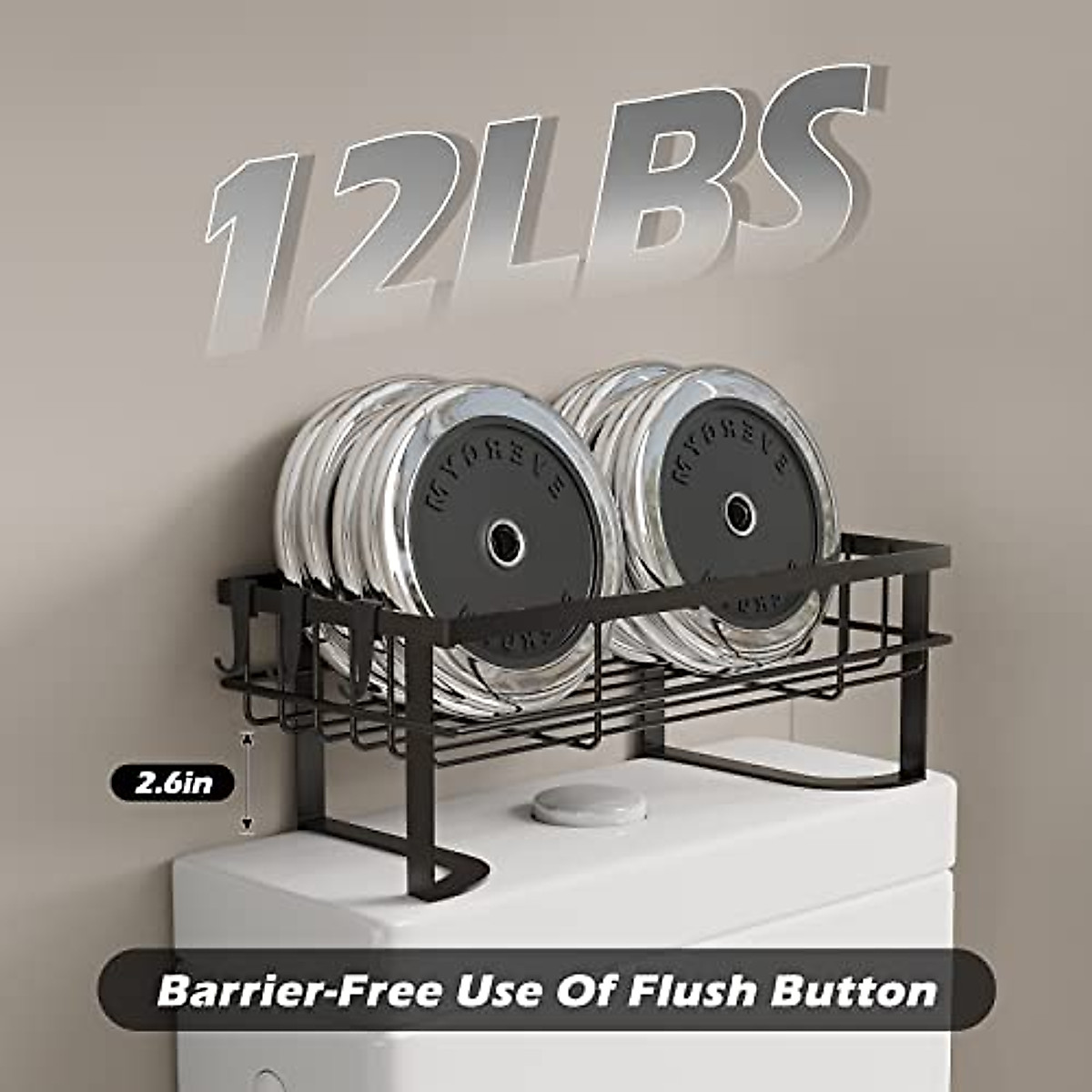 BriCabel Over The Toilet Storage - Bathroom Organizer Above Toilet Storage Shelf, Multifunctional Space Saver Countertop Metal Rack (1-Tier)