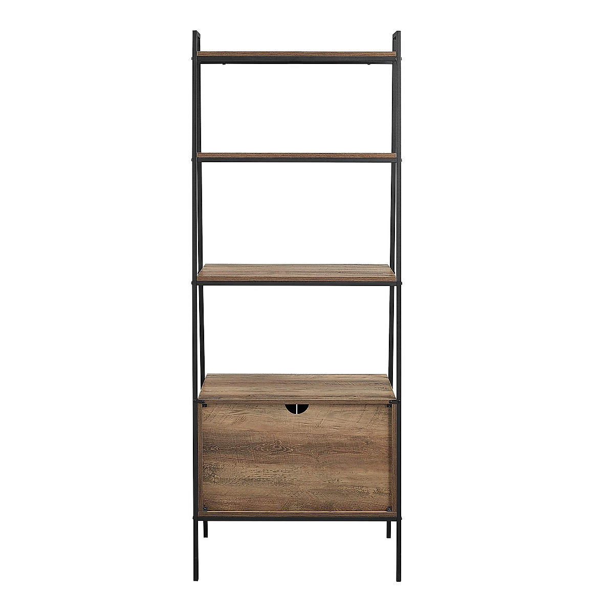 Walker Edison Furniture Company Industrial Modern Ladder Bookcase w/Cabinet, 72 Inch, Reclaimed Barnwood