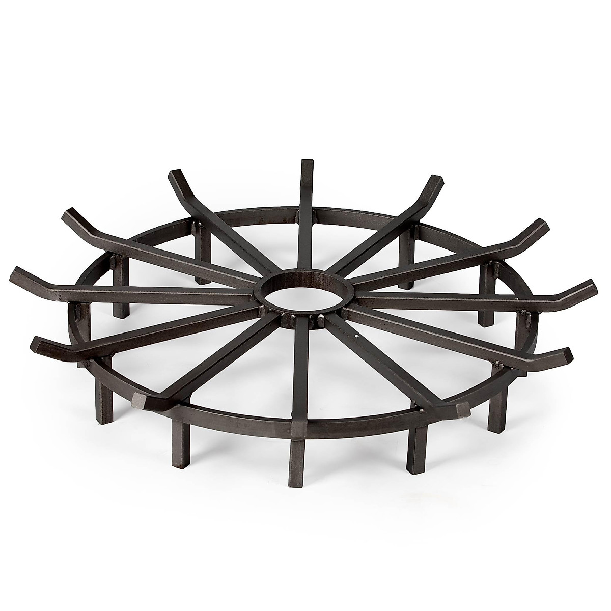 Ash & Ember 32" Wagon Wheel Fire Grate, High-Efficiency Smoke-Free Fireplace Log Grate, Decorative Wood Burning Lifted Grate Pit, Sandblasted Steel with Light Oil Coating