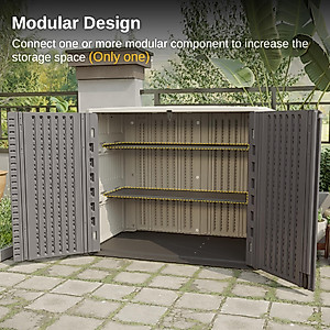 EAST OAK 1-Piece Metal Shelf, 42.12 X 14.96 FT for 34 Cu.ft Horizontal Storage Shed Cabinets, Waterproof and Wear Resistant, Easy to Assemble, 4 Screws in One Piece