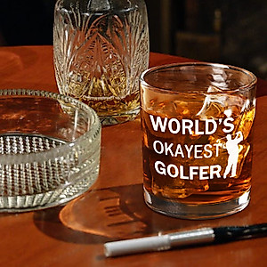 Futtumy Golf Gifts for Men, World’s Okayest Golfer Whiskey Glass for Fathers Day Christmas Birthday Retirement, Golf Gifts for Golfers Men Dad Grandpa Uncle Husband Golf Lover, 10oz Funny Golf Gifts