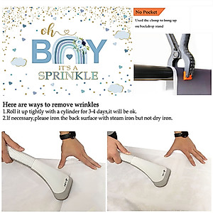 Avezano Blue Rainbow Baby Shower Backdrop for Boy Rainbow Baby Sprinkle Decorations Photography Background Pastel Rainbow Blue and Gold Confetti Oh Boy Party Photoshoot Decor (7x5ft)