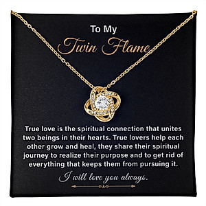 Jewelayer To My Twin Flame Love Knot Necklace, Twin Flame Spiritual Gift Present For Twin Flame, Twin Flame Gift Necklace To Girlfriend/Soulmate Twin Flame Jewelry