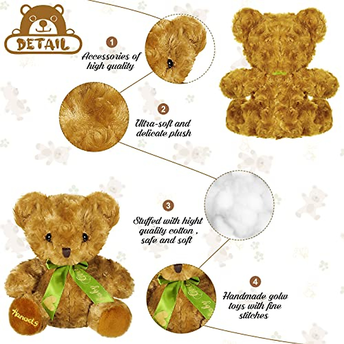 3 Pieces Stuffed Plush Bear Soft Stuffed Bear with Bow Tie Cute 2022 Graduation Stuffed Plush Animal Dolls, 8 Inch Stuffed Bear Plush Toy (Dark Yellow, Simple Style)