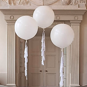 Yukiyi 6pcs Extra Large Balloons for Garland 36 Inch Big White Black Giant 36-inch Round Birthdays Festivals Wedding Event Decorations (White)