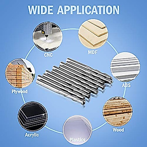 HQMaster CNC Router Bits 1/8" Shank CNC Bit End Mill Flat Nose Carbide Endmill Two Flute Spiral Upcut Milling Cutter Tool Set for Wood PVC MDF Hardwood 10Pcs (3.175 mm)
