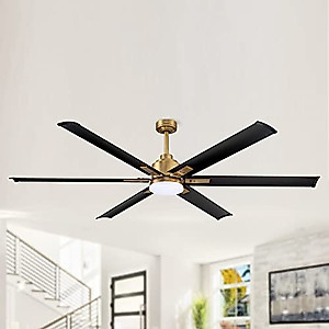 Parrot Uncle Ceiling Fans with Lights and Remote 72 Inch Black Large Ceiling Fan with Light Modern Outdoor Ceiling Fans for Covered Patios with LED Light, Brass