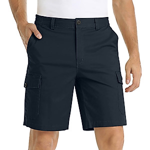 Linen Shorts for Men Mens Shorts Casual Flat-Front Multi Pockets Cargo Shorts Stylish Premium Twill Solid Work Utility Tooling Shorts Mens Golf Shorts 11 Inch Inseam Navy 3X