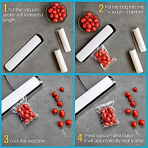 Houseables Vacuum Sealer Bags, Food Saver Rolls, Sous Vide Seal Bag, 8 & 11 Inch x 50 Ft Combo, 2 Pack, Large, Heavy Duty, Vaccum Sealed Roll, For Meal Storage, Vac Sealing Machine, Freezer, Reusable