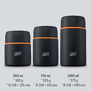 Esbit Stainless Steel Vacuum Food Jug with Double-Wall Insulation, Pressure Release and Bowl Lid - 0.5 Liter