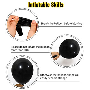 RUBFAC 140pcs Black and Gold Balloon, Balloons Garland Arch Kit, 5 10 12 18 Inch Black Gold White Latex Balloons for Graduation Party Birthday Anniversary Festival