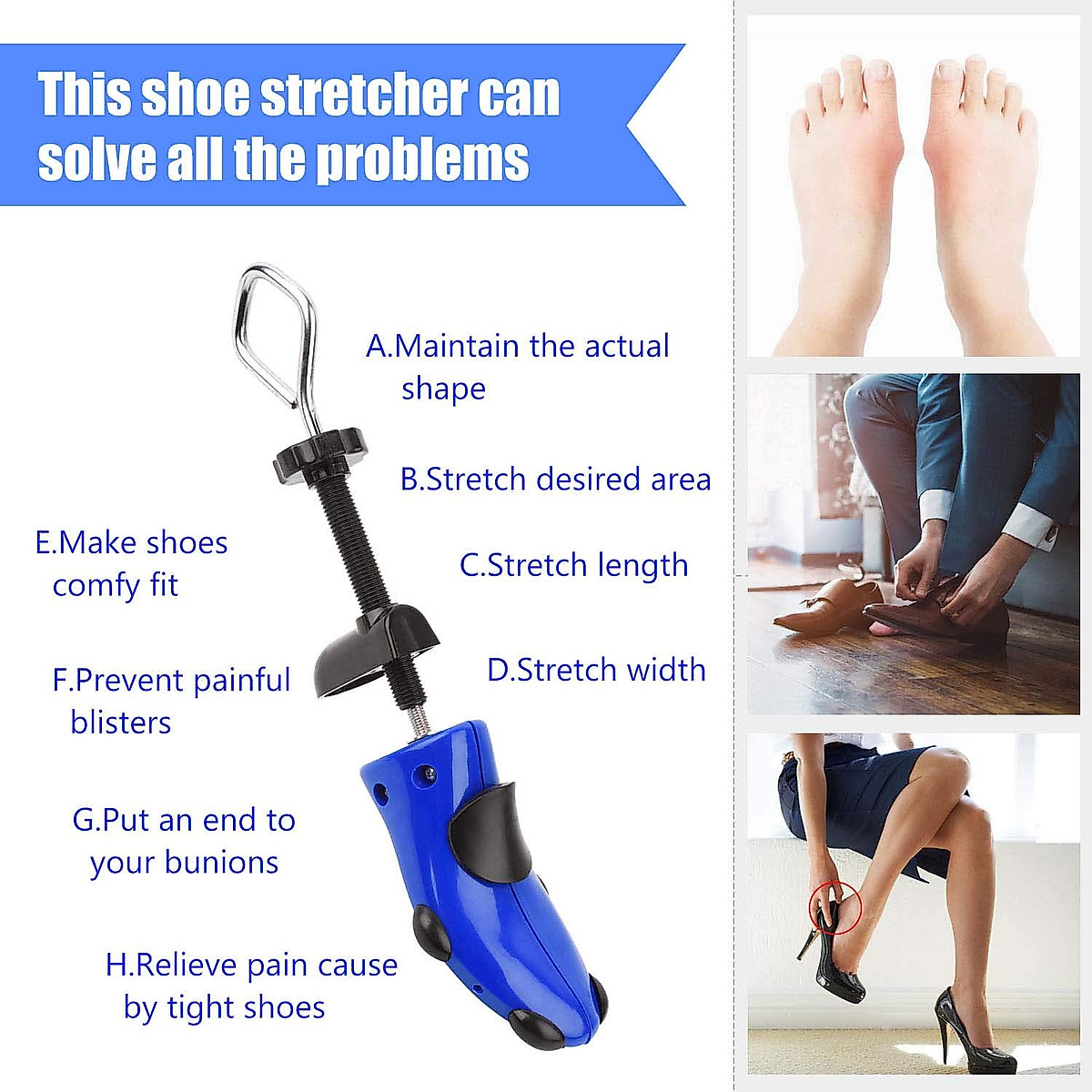 KevenAnna Shoe Stretcher with Shoe Horn Boot Shaper Stands and Carrying Bag Women's Shoes with 2 Air Purifying Bag