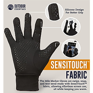 OutdoorEssentials Touch Screen Running Gloves - Cold Weather Black Gloves - Mens Winter Gloves, Gloves for Women Cold Weather