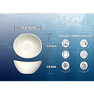 Holitika Sauce Dish-Dipping Bowls,Sauce Cups/Bowls/Dishes for Soy Sauce,Ketchup,BBQ Sauce,Sushi Soy Sauce - White Porcelain,1 Oz,Set of 6,D1