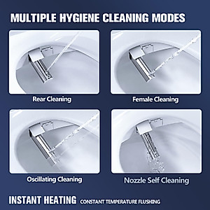 WLJBIDET Upgrade Bidet Toilet Seat Elongated, Rear and Feminine Wash, Unlimited Warm Water, Heated Seat, Warm Air Drying, Soft Close Lid, Sense Seat, Smart Bidet Seat Elongated Requires Electricity