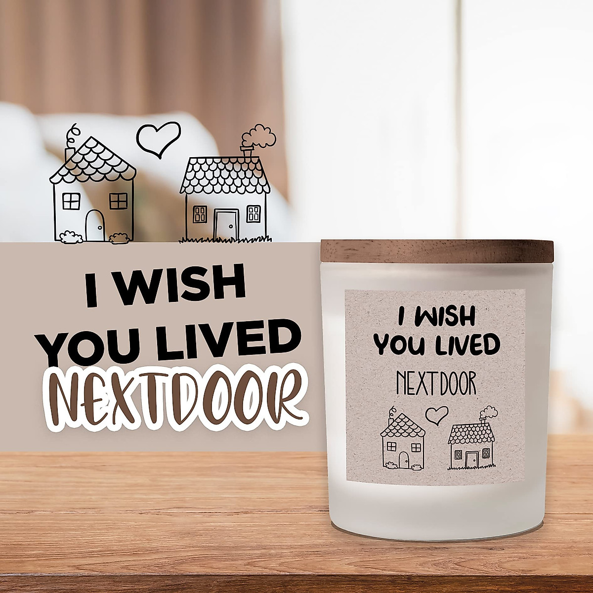 Veracco I Wish You Lived Next Door Candle Birthday Gifts for Her Him Women, Mom, Sister, Bestfriends, Coworkers Gifts- Relaxing Gifts, BFF Gifts (Lavender)